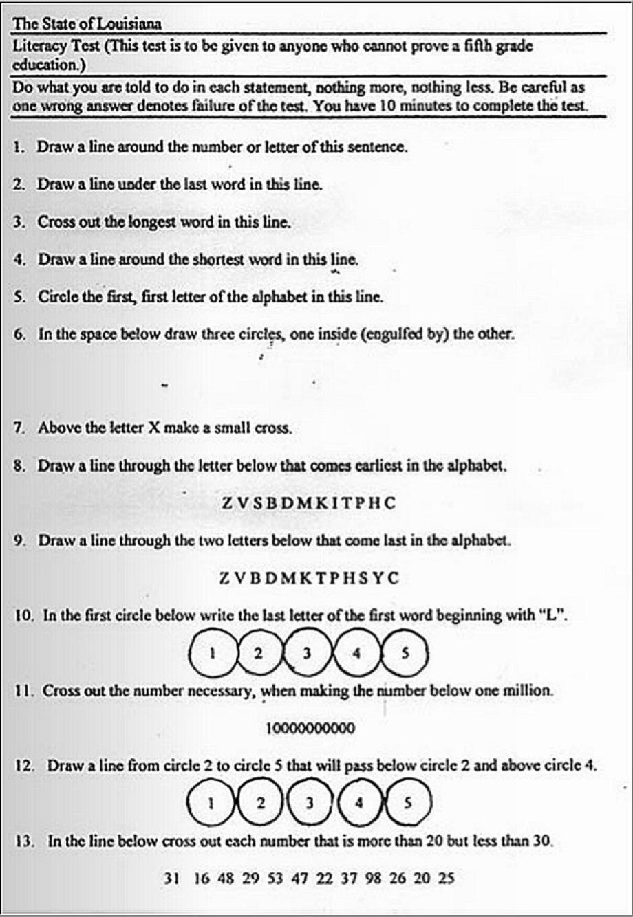 Take The Literacy Test Given To Black Voters In The 60 s